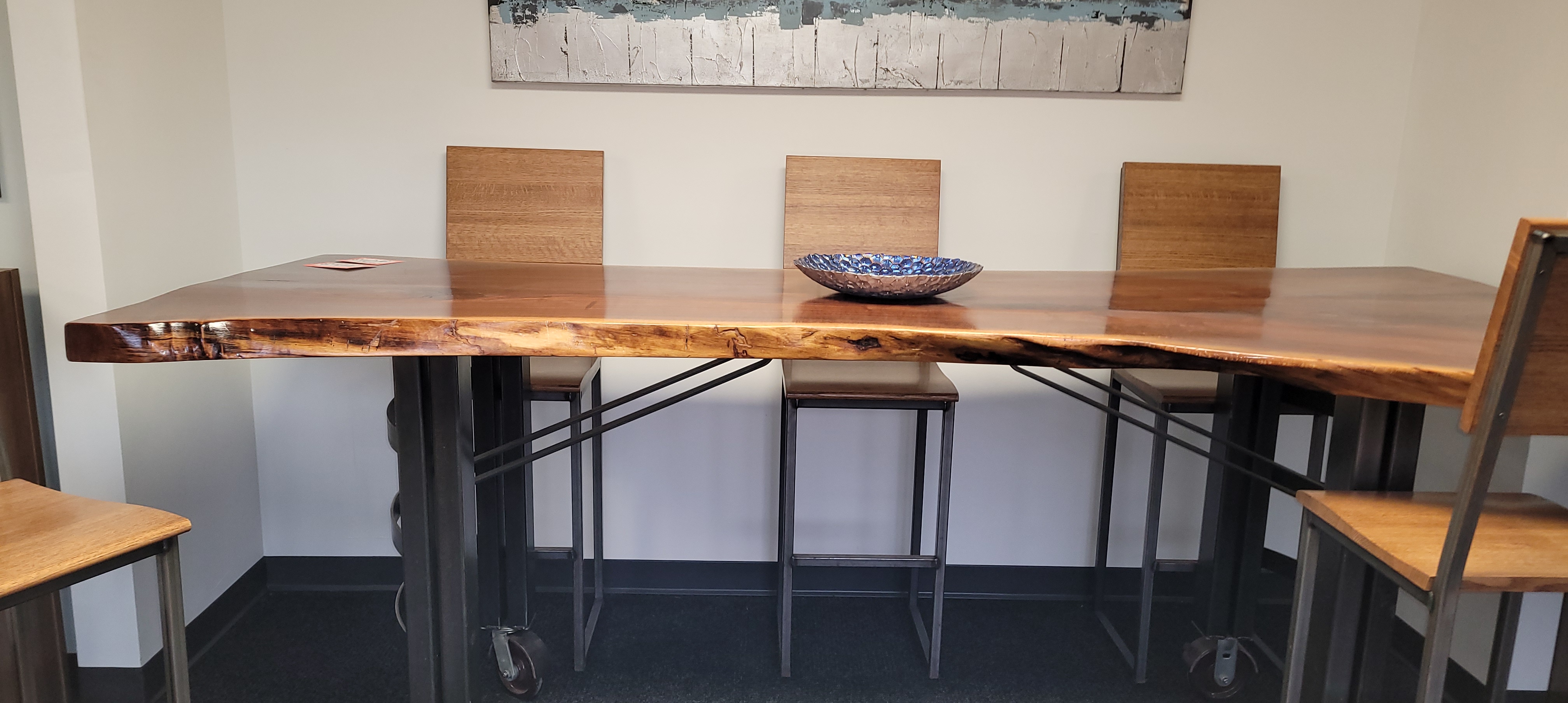 Live Edge Wood Slab Bar Height Table with Chairs – JG's Furniture Systems